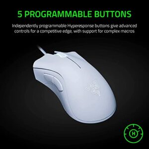 Razer DeathAdder Essential Gaming Mouse: 6400 DPI Optical Sensor - 5 Programmable Buttons - Mechanical Switches - Rubber Side Grips - Mercury White