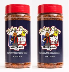 meat church bbq rub combo: two bottles of holy cow (12 oz) bbq rub and seasoning for meat and vegetables, gluten free, total of 24 ounces