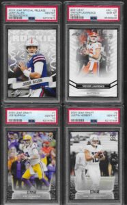 psa 10 josh allen trevor lawrence joe buurow justin herbert leaf 4 card rookie lot graded psa gem mint 10 nfl great young quarterbacks