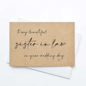 To My Sister in Law on Your Wedding Day Card, Brides Gifts, Thank You Cards for new Sister, For Bride Groom