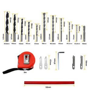 Lunarlipes Adjustable Hole Saw Cutter Kit 1-5/8" to 8" (40-200mm) Twin Blade Hole Saw with ABS Dust Shield for Making recessed Lights, Speaker Holes or Ventilation Holes