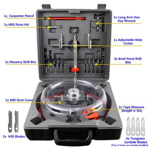 Lunarlipes Adjustable Hole Saw Cutter Kit 1-5/8" to 8" (40-200mm) Twin Blade Hole Saw with ABS Dust Shield for Making recessed Lights, Speaker Holes or Ventilation Holes