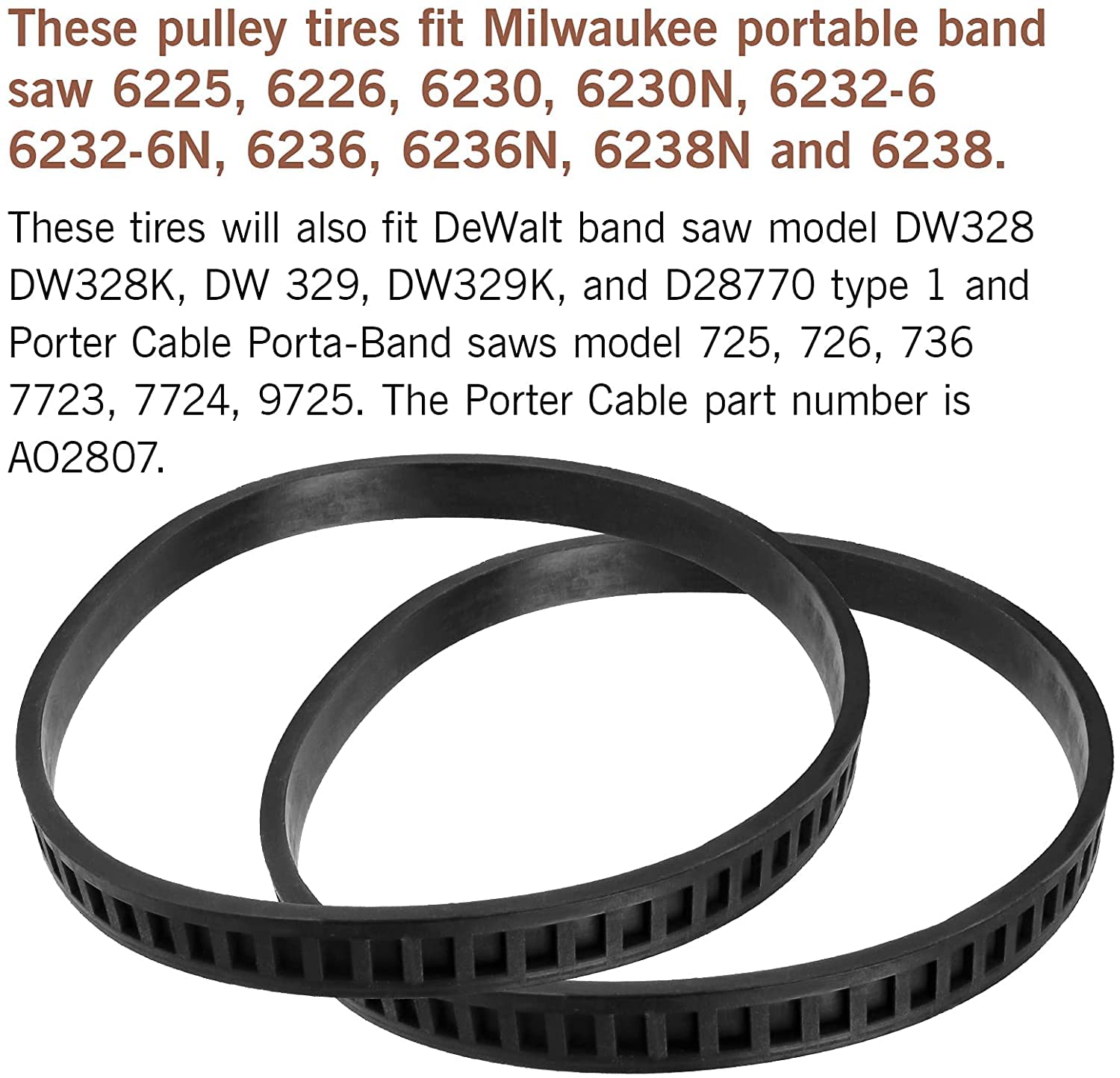 Replacement Portabands 45-69-0010 Blade Pulley Wheel Tire for Mil'waukee Band Saws Deep Cut AO2807 6238N 6230 6232-6 6225 6238-20 2729-20 (2 Pack)