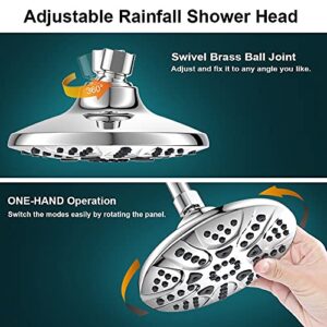 JDO Shower Head, High Pressure Rain Showerhead, 5 Spray Settings, Luxury Bathroom Shower Heads with Adjustable Angles, Anti-Clogging Silicone Nozzles