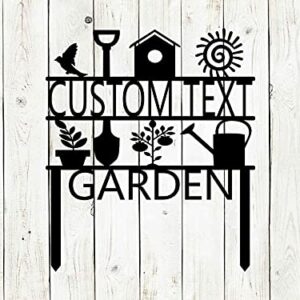 Custom Garden Sign, Garden Sign, Personalized Garden Sign, Garden Stake (17" W x 14 1/2" H, Black)