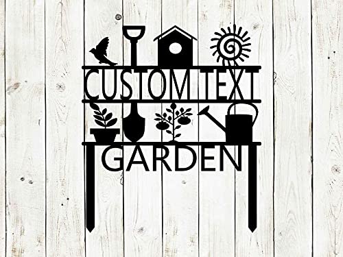 Custom Garden Sign, Garden Sign, Personalized Garden Sign, Garden Stake (17" W x 14 1/2" H, Black)