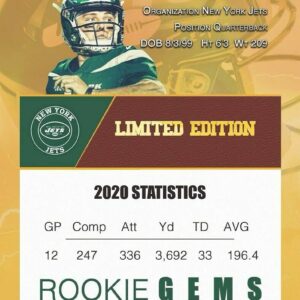 ZACH WILSON 2021 1ST GOLD ROOKIE GEMS ROOKIE CARD RC NEW YORK JETS BYU