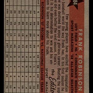 Baseball MLB 1958 Topps #484 Frank Robinson AS VG/EX Very Good/Excellent Reds