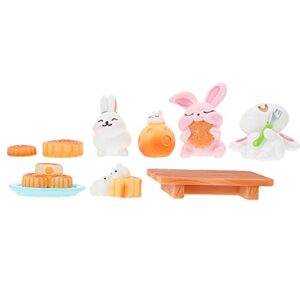 yardwe easter rabbit miniatures 1 set jade rabbit mooncake cake small animals glass easter bunny miniatures