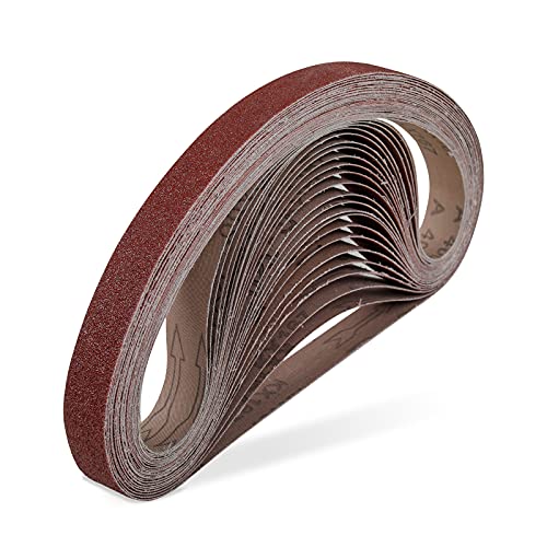 LIZMOF 1×30 Inch Belt Sander Sanding Belt, Aluminum Oxide Sanding Belts for Belt Sander, Belt Sander Paper with 60, 80, 120, 150, 240, 400 Assorted Grits for Efficient& Durable Use, 24PCS