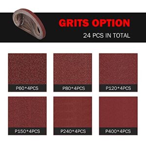 LIZMOF 1×30 Inch Belt Sander Sanding Belt, Aluminum Oxide Sanding Belts for Belt Sander, Belt Sander Paper with 60, 80, 120, 150, 240, 400 Assorted Grits for Efficient& Durable Use, 24PCS