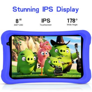 PRITOM 8 inch Kids Tablet, Quad Core Android 10, 64GB, WiFi, Bluetooth, Dual Camera, Educationl, Games,Parental Control, Kids Software Pre-Installed with Kids-Tablet Case(Blue)