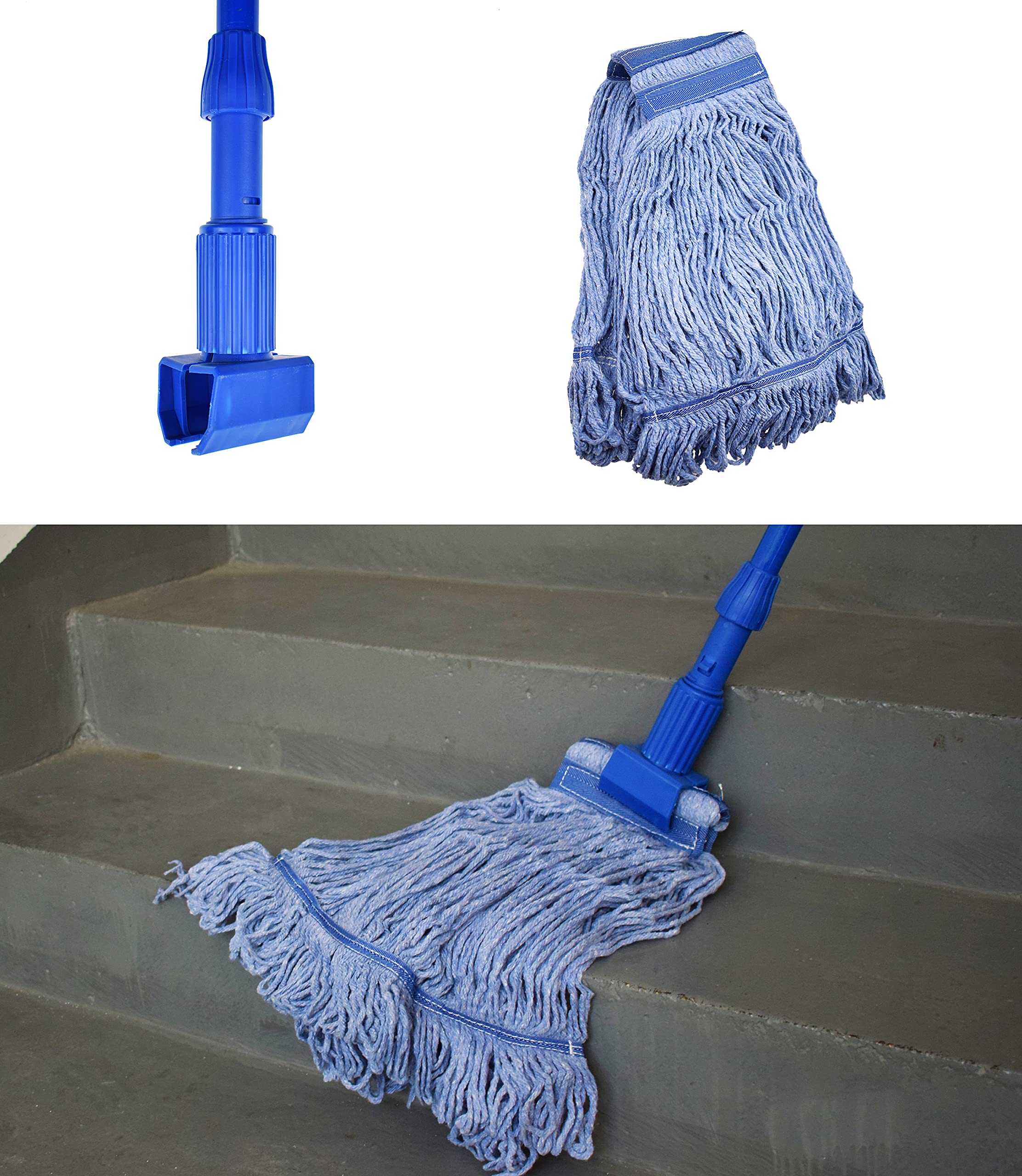 Mop Head Replacement Commercial Heavy Duty String Blue Wet Mop Heads for 3 Typs Commercial Mop Handle(3,Medium)