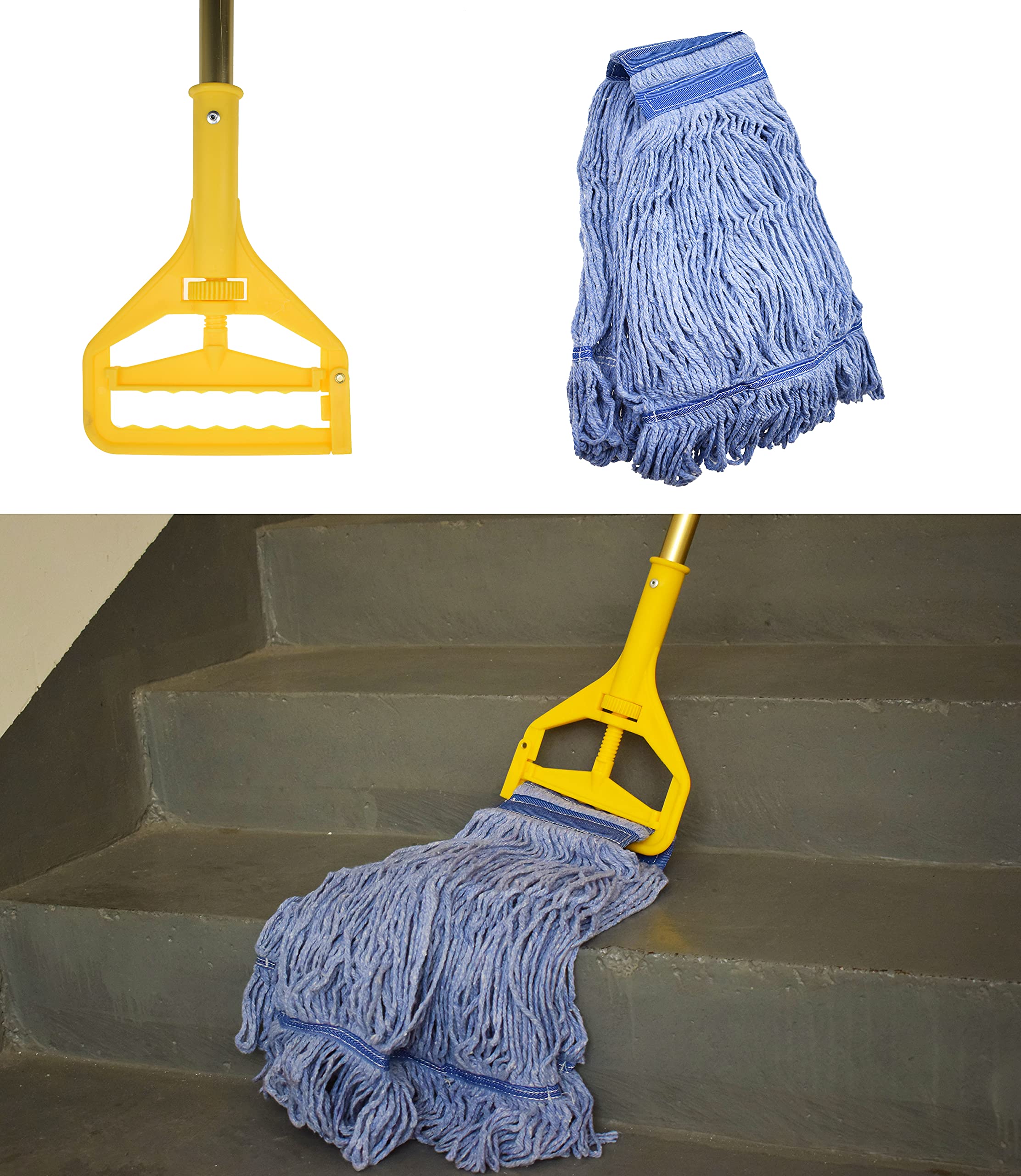 Mop Head Replacement Commercial Heavy Duty String Blue Wet Mop Heads for 3 Typs Commercial Mop Handle(3,Medium)