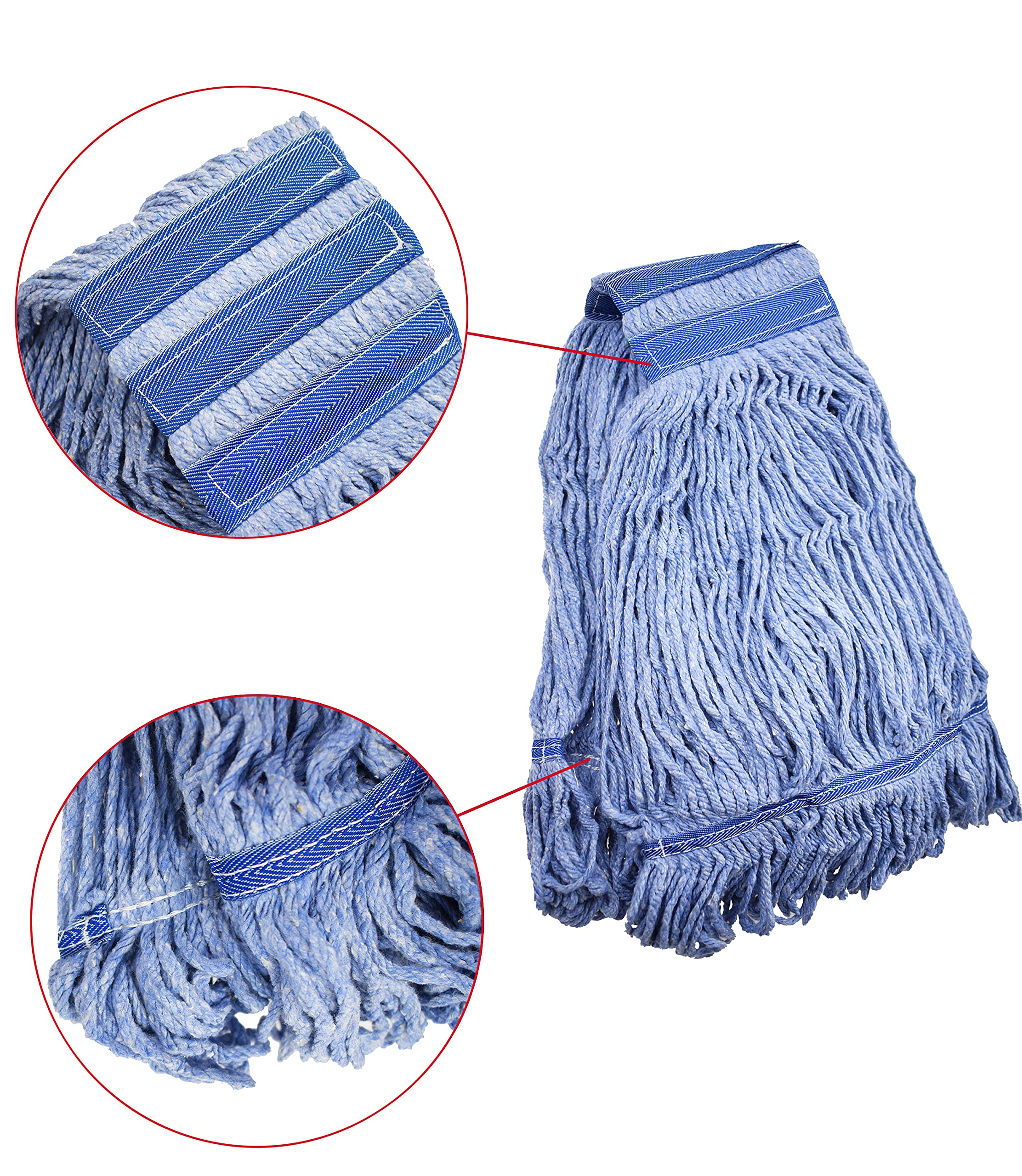 Mop Head Replacement Commercial Heavy Duty String Blue Wet Mop Heads for 3 Typs Commercial Mop Handle(3,Medium)