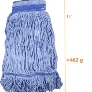 Mop Head Replacement Commercial Heavy Duty String Blue Wet Mop Heads for 3 Typs Commercial Mop Handle(3,Medium)