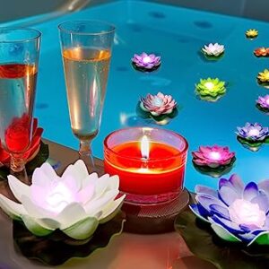 Floating Pool Lights,LED Pond Light Fun Pool Accessories Lotus Flower Pool Lights that float,Artificial Lily Flower Lamp Garden Wedding Swimming Pool Decora Ourdoor Valentine's Day Party Gift 8pcs