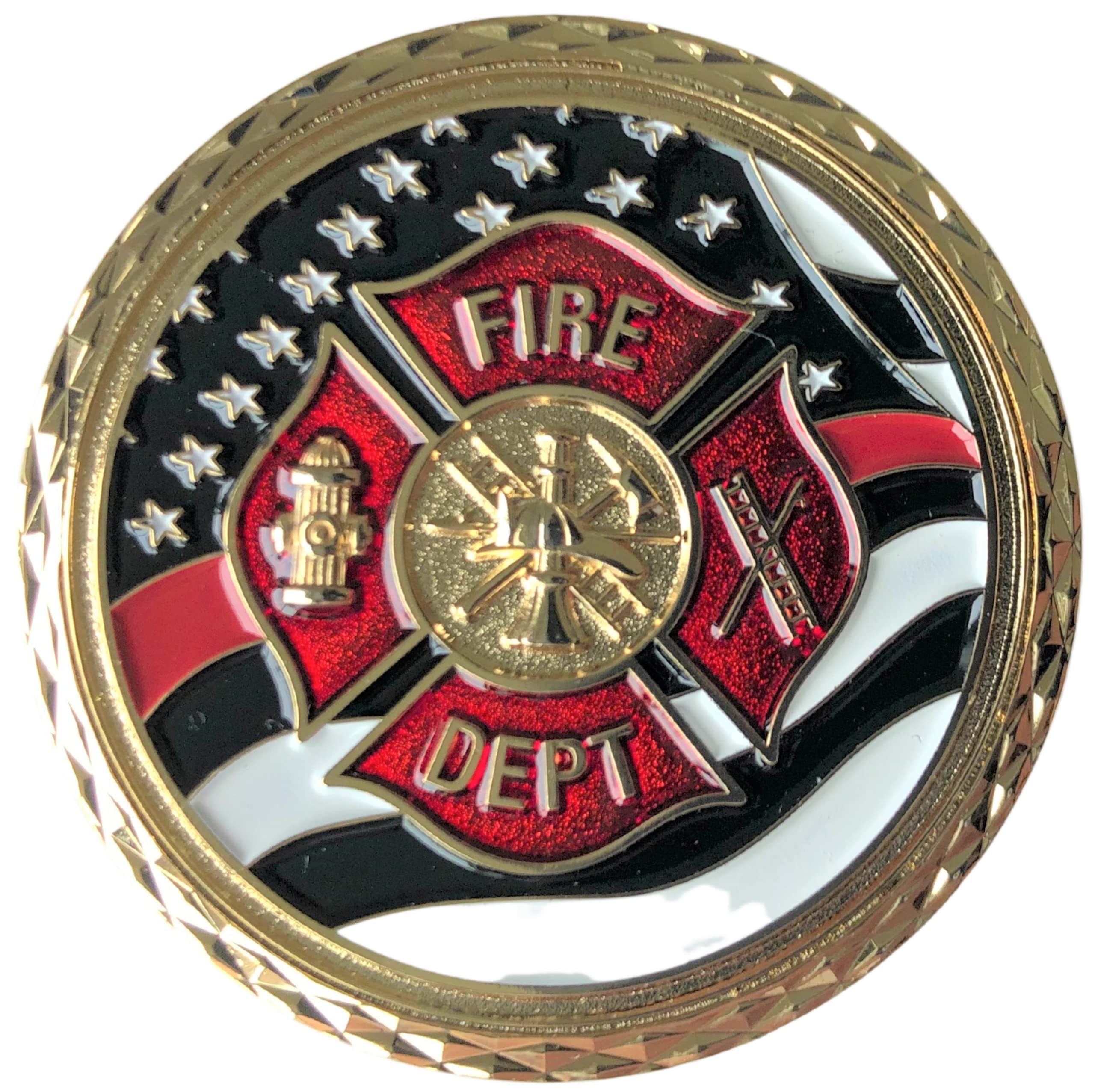 Firefighter Fireman's Prayer Thin Red Line Faith Support Challenge Coin