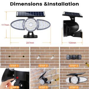 EMANER Solar Flood Security Lights with Motion Sensor, 100W Equiv. Dusk to Dawn Outdoor Floodlight 3-Mode, IP65 Wireless Spotlight 6500K, Solar Powered 2500mAh for Garage/Porch/Patio, 1Pack