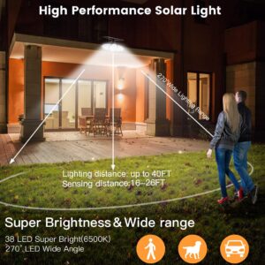 EMANER Solar Flood Security Lights with Motion Sensor, 100W Equiv. Dusk to Dawn Outdoor Floodlight 3-Mode, IP65 Wireless Spotlight 6500K, Solar Powered 2500mAh for Garage/Porch/Patio, 1Pack