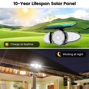 EMANER Solar Flood Security Lights with Motion Sensor, 100W Equiv. Dusk to Dawn Outdoor Floodlight 3-Mode, IP65 Wireless Spotlight 6500K, Solar Powered 2500mAh for Garage/Porch/Patio, 1Pack