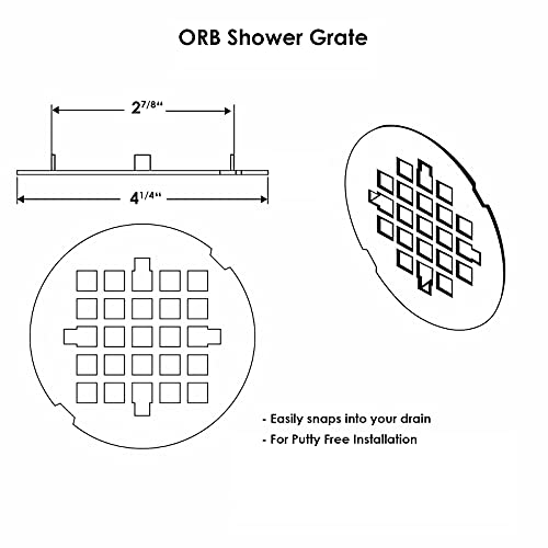 4 1/4" Snap-in Shower Drain Grate - Oil Rubbed Bronze - Replacement Cover - Handyman Designed & Tested in America - Will Never Bend or Break - 4-1/4" Inch