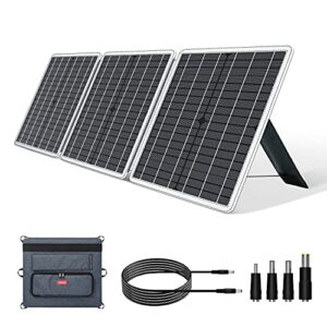 gofort 60w 18v portable solar panel, foldable solar charger with usb, 18v dc, qc 3.0 output, compatible with solar generator power station phones laptops tablet for outdoor rv van camping