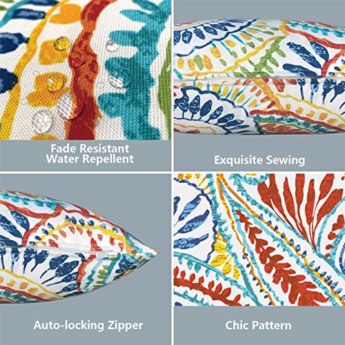 LVTXIII Outdoor Lumbar Pillow Covers, Patio Decorative Lumbar Pillow Cases ONLY, Fluffy Fade-Resistant Lumbar Cushion Cases for Home Balcony and Garden, 12x20 Inch, Pack of 2, Paisley Multi