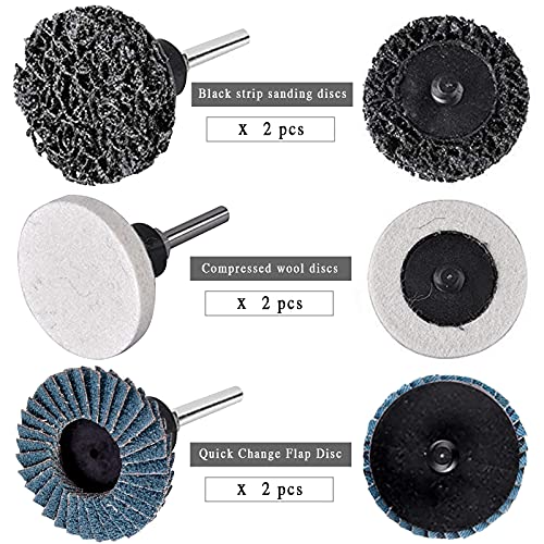 AUSTOR 126 Pcs Sanding Discs 2 Inch Quick Change Disc with 1/4 inch Tray Holder Surface Conditioning Disc for Surface Prep Strip Grind Polish Finish Burr Rust Paint Removal