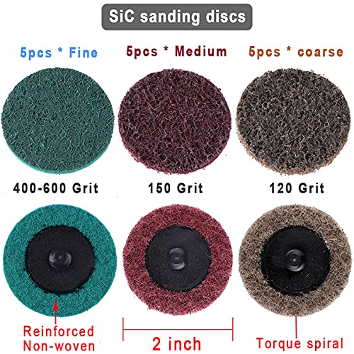 AUSTOR 126 Pcs Sanding Discs 2 Inch Quick Change Disc with 1/4 inch Tray Holder Surface Conditioning Disc for Surface Prep Strip Grind Polish Finish Burr Rust Paint Removal