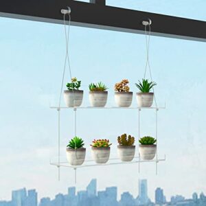 Clear Hanging Window Plant Shelves, Indoor Windows Wall Hanging Plant Stand Flower Display, Flower Pot Organizer Storage for Window Grow Herbs