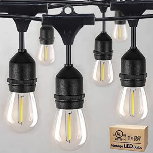 ideaals super bright 50ft s14 outdoor string lights (extendable max 250ft), ip65 15 shatterproof s14 bulbs edison vintage backyard lights, waterproof commercial grade lights for patio pergola