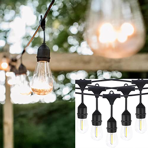 IDEAALS Super Bright 50FT S14 Outdoor String Lights (Extendable Max 250FT), IP65 15 Shatterproof S14 Bulbs Edison Vintage Backyard Lights, Waterproof Commercial Grade Lights for Patio Pergola