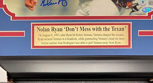 NOLAN RYAN FIGHT SIGNED AUTOGRAPHED RANGERS 8X10 PHOTO FRAMED BAS BECKETT COA