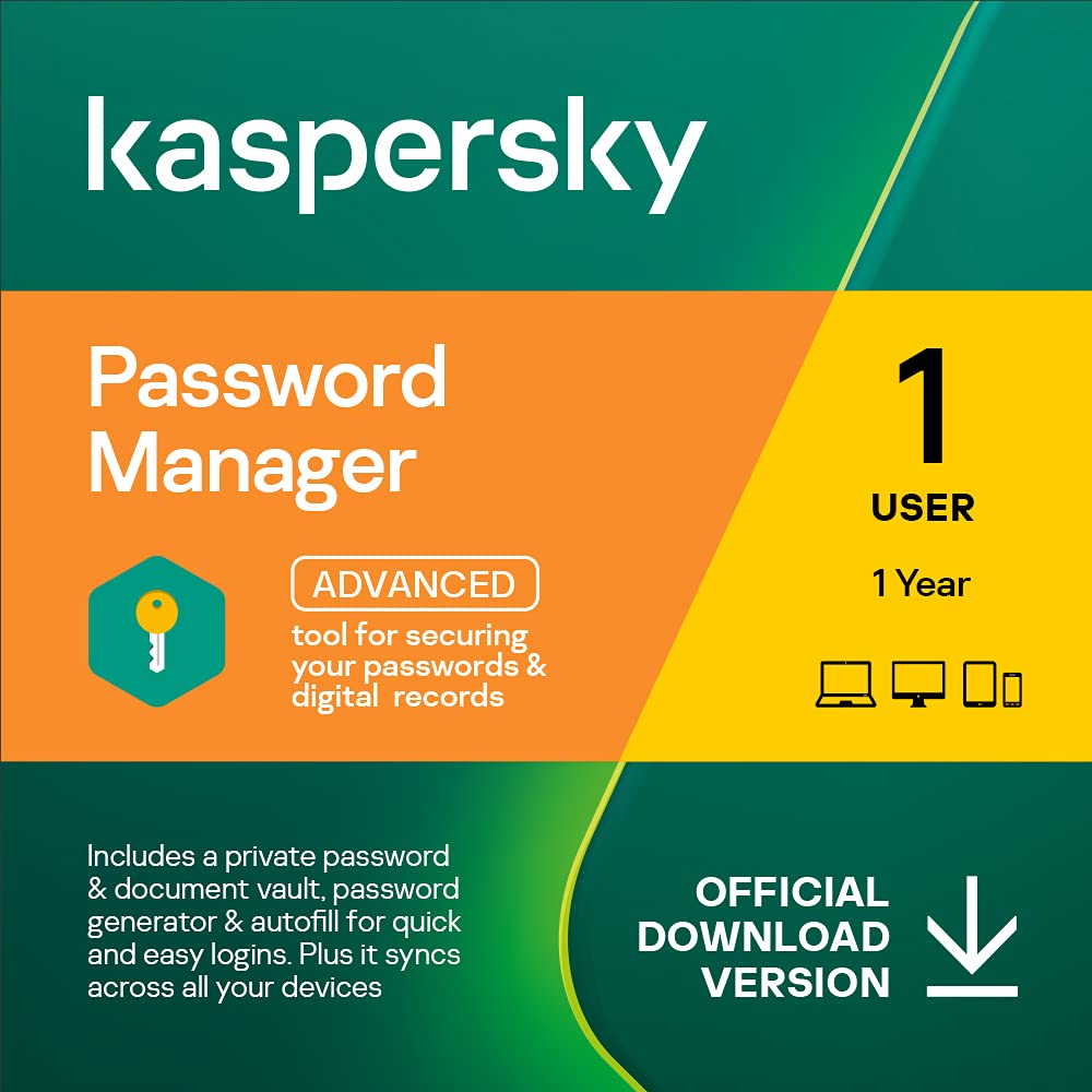 Kaspersky Password Manager | Unlimited Devices | 1 User Sccount | 1 year | PC/Mac/Android/iOS | Online Code