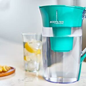 EcoFilter 10 Cup Filtered Pitcher by ZeroWater, No Plastic Shell, Reduces Chlorine Smell and Taste, Clear and Green