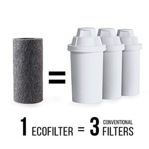 EcoFilter 10 Cup Filtered Pitcher by ZeroWater, No Plastic Shell, Reduces Chlorine Smell and Taste, Clear and Green