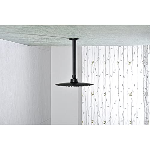 Anpean 8 Inch Shower Arm and Flange Matte Black, Ceiling Mounted Shower Arm for Rain Shower Head