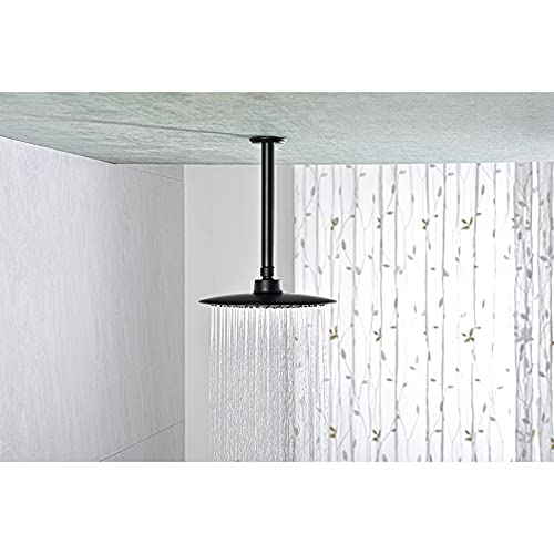 Anpean 8 Inch Shower Arm and Flange Matte Black, Ceiling Mounted Shower Arm for Rain Shower Head