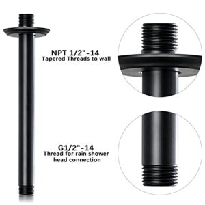 Anpean 8 Inch Shower Arm and Flange Matte Black, Ceiling Mounted Shower Arm for Rain Shower Head