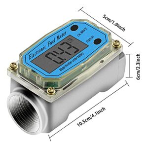 Digital Flow Meter 1 inch Turbine Water Flowmeters 30 GPM Fuel Lab Counter Gauge for Gas Diesel Kerosene Gasoline Oil High Accuracy Electric Measurement