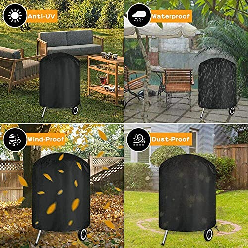 HIPIHOM Fire Pit Cover 210D Polyester Waterproof Dustproof Windproof Outdoor Fireplace Cover with Drawstring Closure 28 Inch