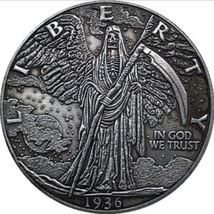 1936 Vintage Coin Grim Reaper Coin Gift Sickle Grim Reaper Coin Souvenir Lucky Coin