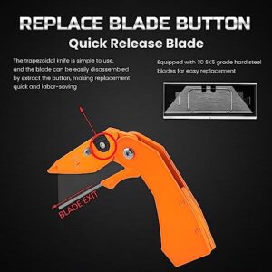 Lichamp 6-Pack Folding Utility Knife Box Cutter, Quick Change Razor Knife Utility Pocket Construction Blade Knife, (Orange, C6OG)