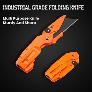 Lichamp 6-Pack Folding Utility Knife Box Cutter, Quick Change Razor Knife Utility Pocket Construction Blade Knife, (Orange, C6OG)