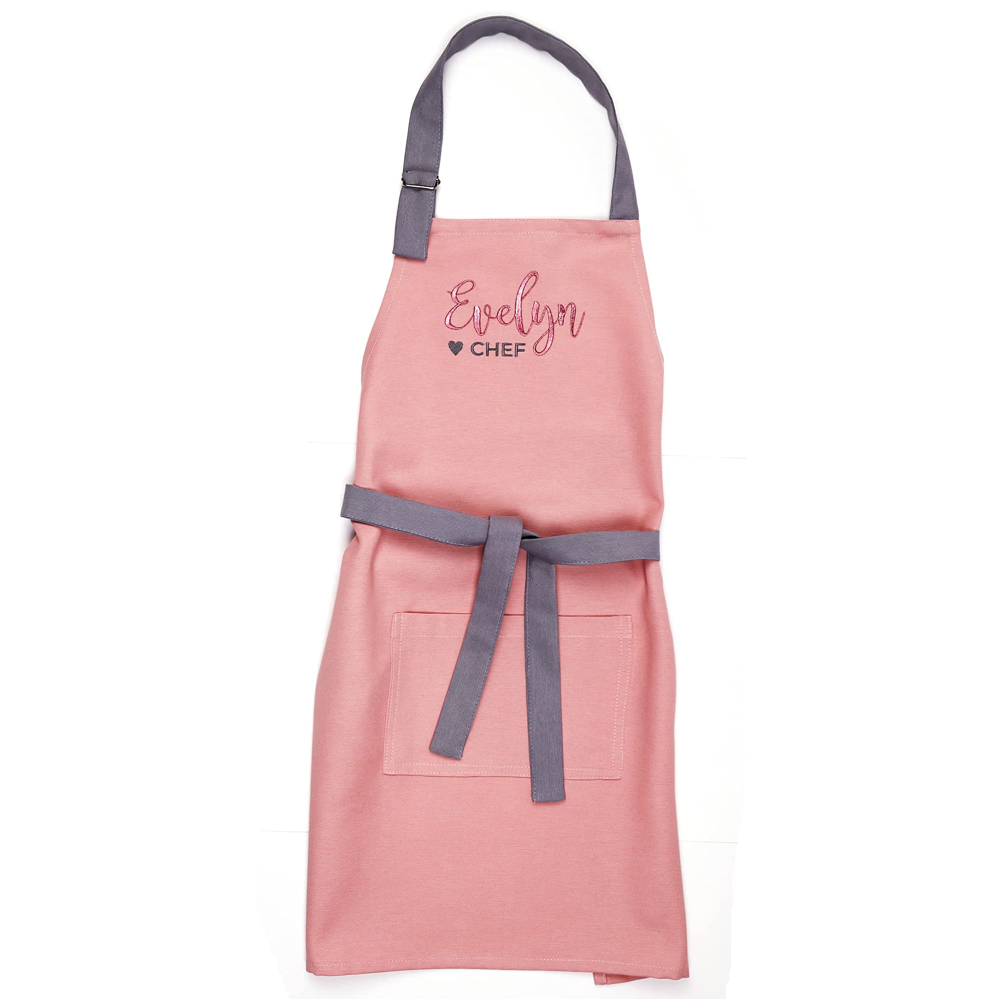 ROMEOSHOP custom apron for women, personalized apron for kid girl, cooking baking kitchen gift (01 pink)