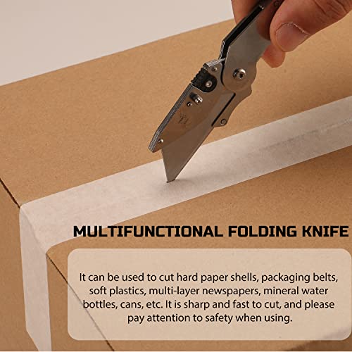 Lichamp 6-Pack Folding Utility Knife Box Cutter, Quick Change Razor Knife Utility Pocket Construction Blade Knife, (Silver, C6SL)