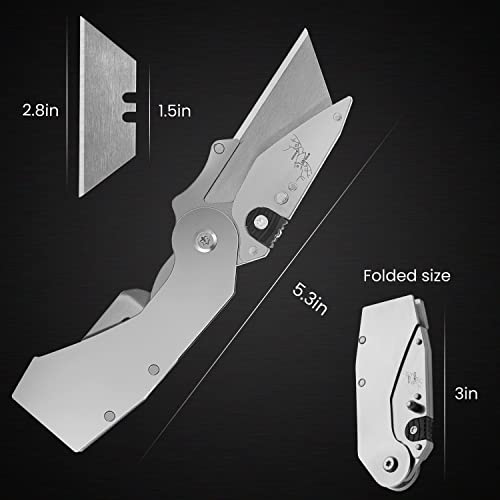 Lichamp 6-Pack Folding Utility Knife Box Cutter, Quick Change Razor Knife Utility Pocket Construction Blade Knife, (Silver, C6SL)