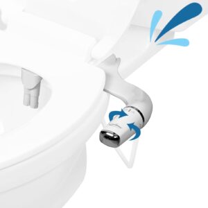 geniebidet bidet attachment for toilet - ultra-slim left handed hygienic bidet attachment for existing toilets - bidet toilet seat attachment with pressure controls - travel bidet included