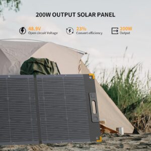 pecron Solar Panel 200W Portable Solar Panel Foldable 36 Volts High-Efficiency Waterproof IP67 USB Outputs Off-Grid Emergency Power Supply for RV Camping Travel Outdoor Backup